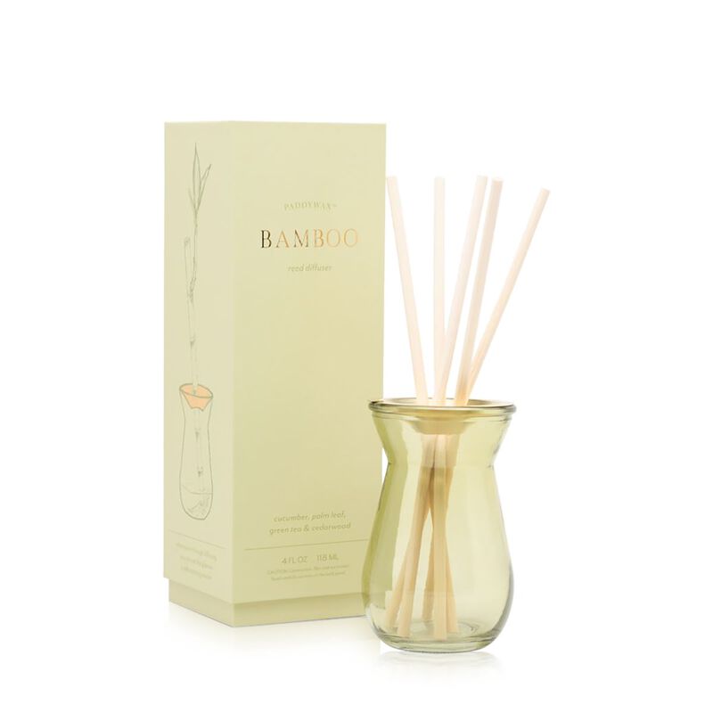 Paddywax Flora Bulb Sage Green Glass Diffuser Bamboo